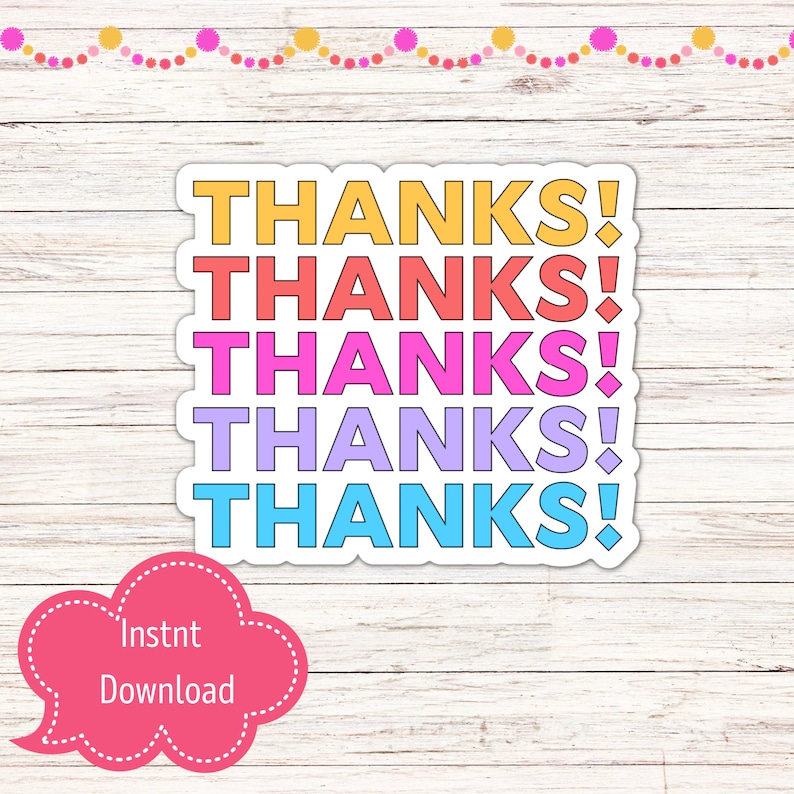 Colorful Thank You Sticker SVG, Thank You Stickers, Thanks Sticker ...