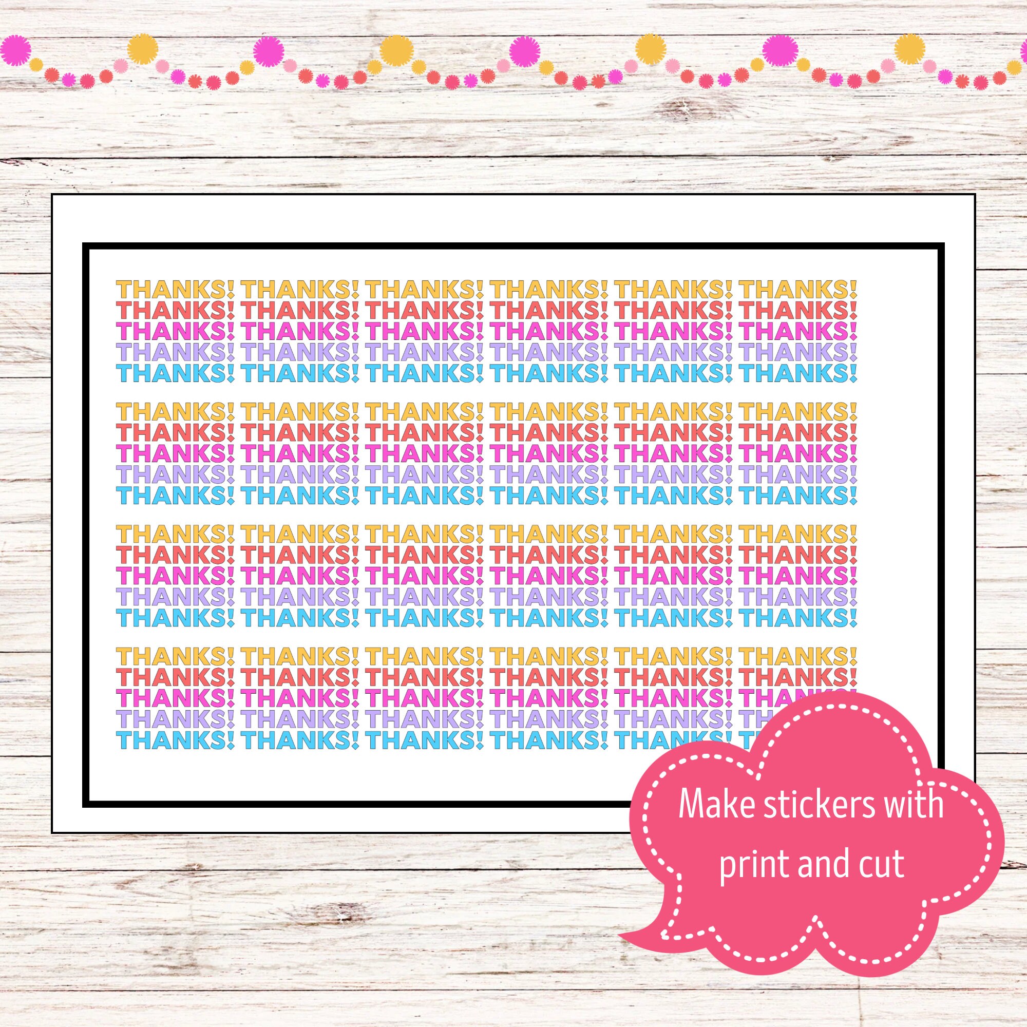 Colorful Thank You Sticker SVG, Thank You Stickers, Thanks Sticker ...