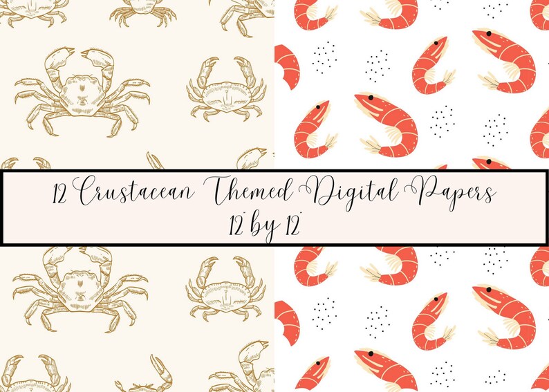 Crustacean Core Digital Paper Bundle, 12 by 12 Scrapbooking Paper ...