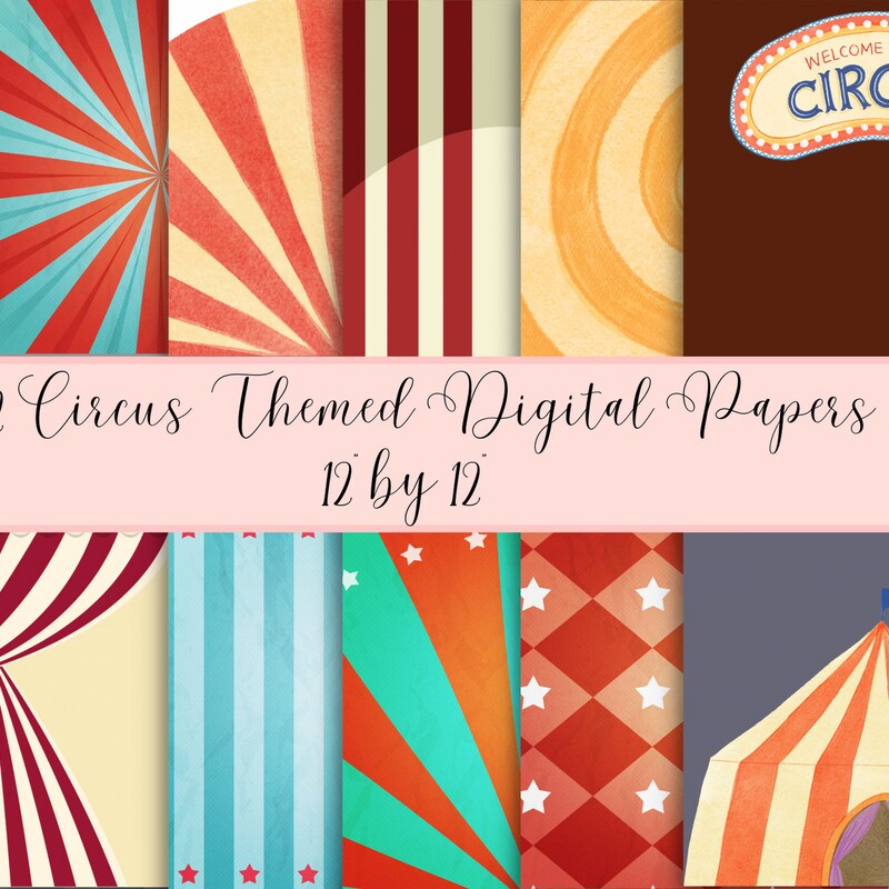 Circus Digital Paper - Etsy