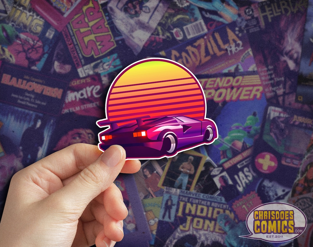Synthwave Corvette Sticker: Retro 80s Cyberpunk Car Decal - Etsy