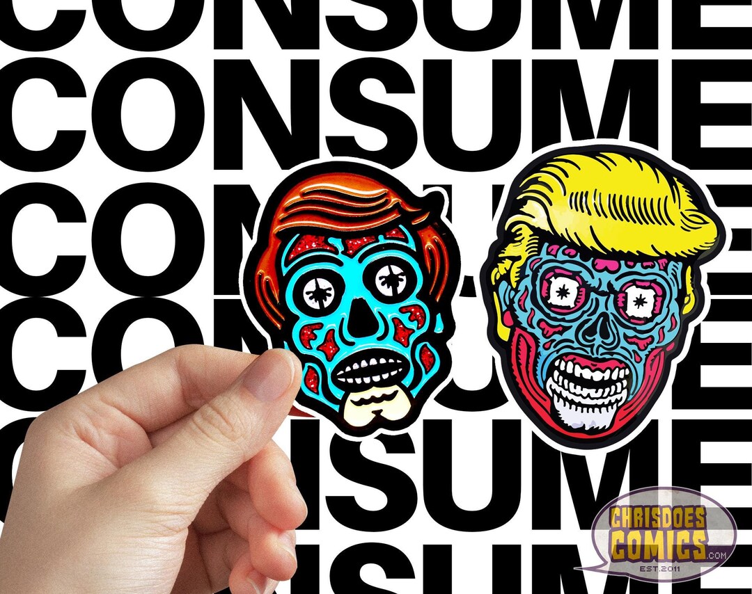 CONSUME Halloween Sticker, Skeleton Decal , Alien, Retro Vintage Horror ...