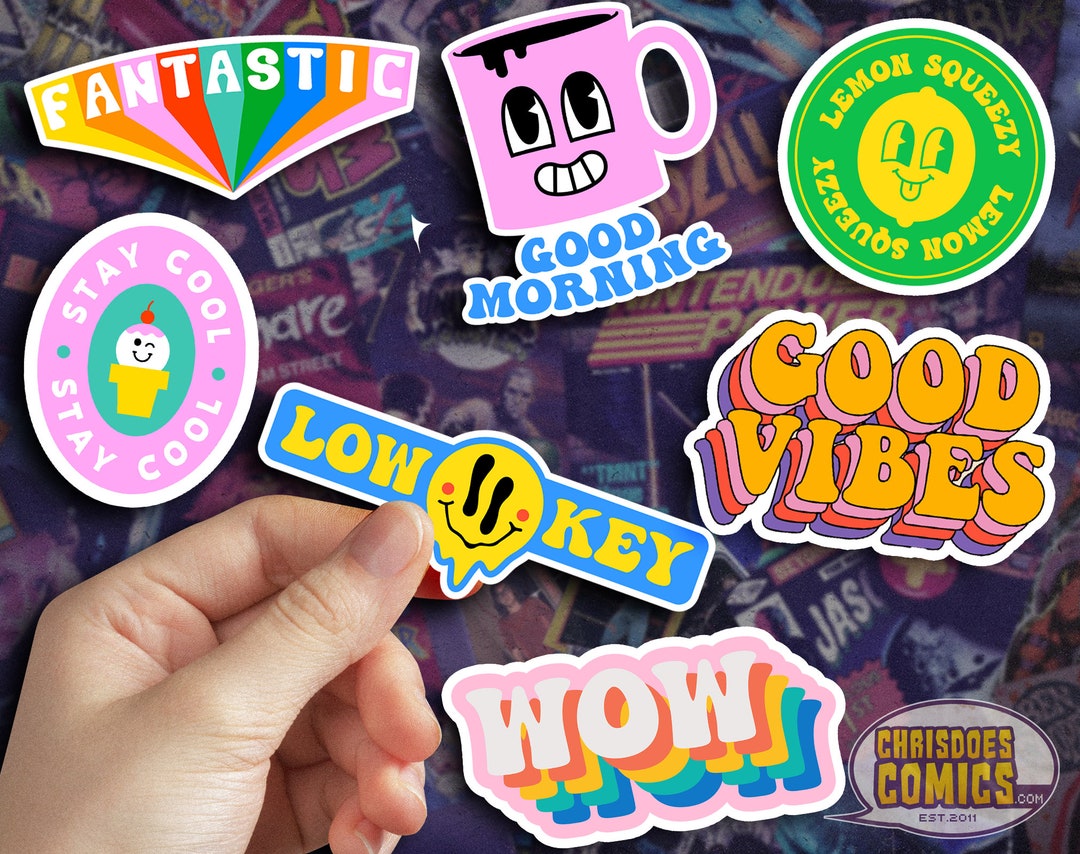 Y2K 2000s Retro Sticker Vinyl Decal Good Morning Fantastic Wow Low Key ...