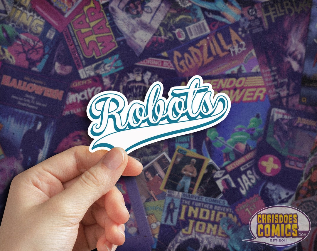 Robots Sticker, Retro Sticker, Funny Sticker, Baseball Sticker, Vintage ...