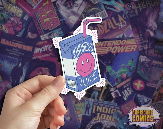 Retro Juice Box Kindness Smiley Face Sticker Laptop Sticker - Etsy