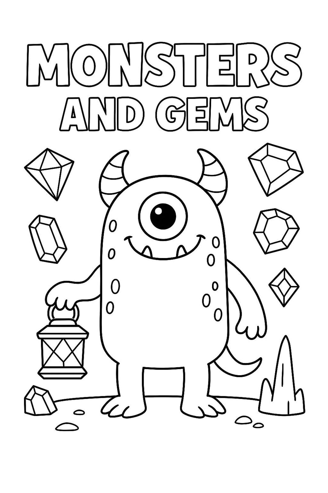 Monsters and Gems Coloring Book for Kids – 10 Fun Printable Pages ...