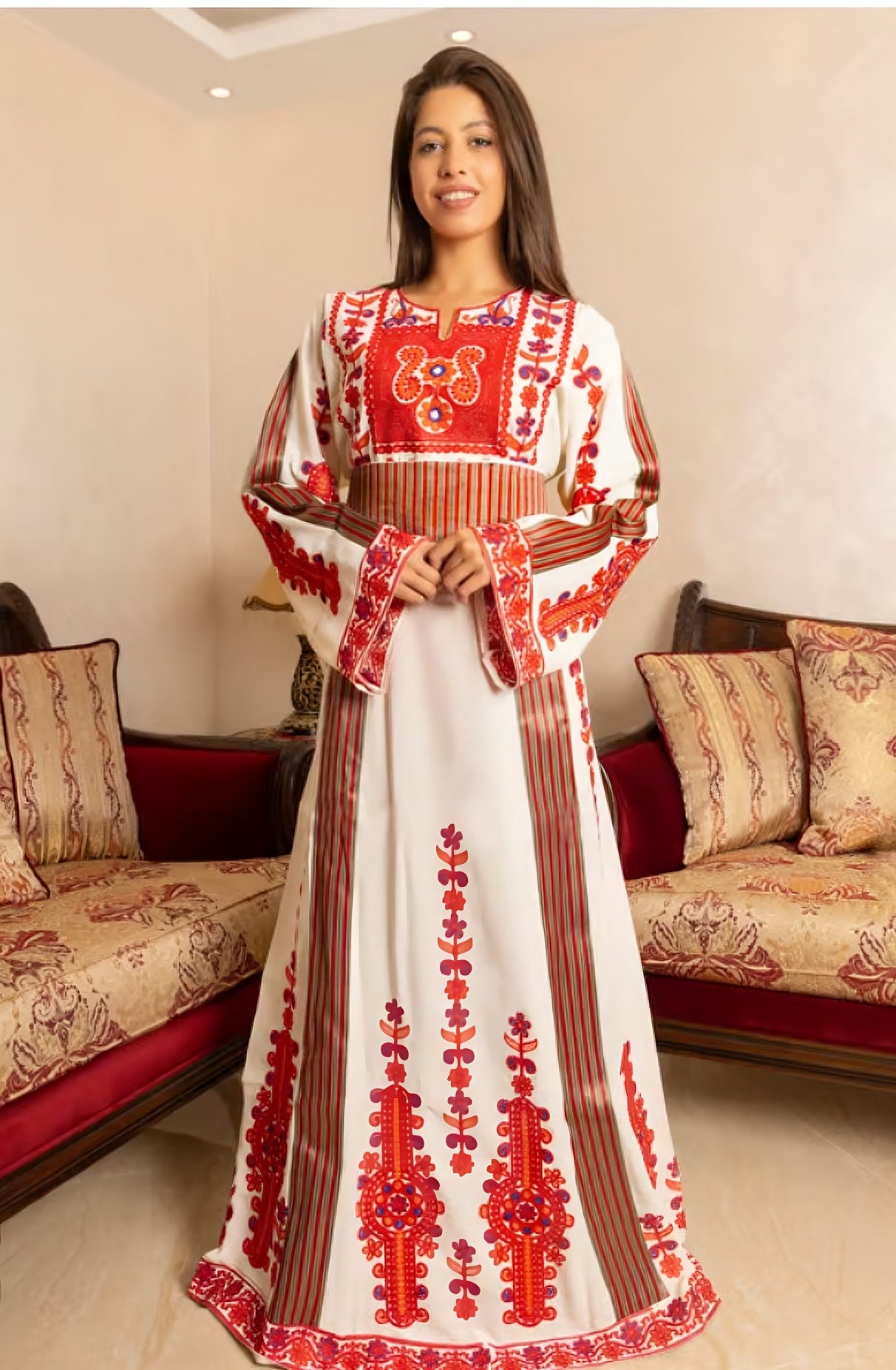 Modern Machine Made Malaka/al Malak Thobe Palestinian Thobe Ramallah ...