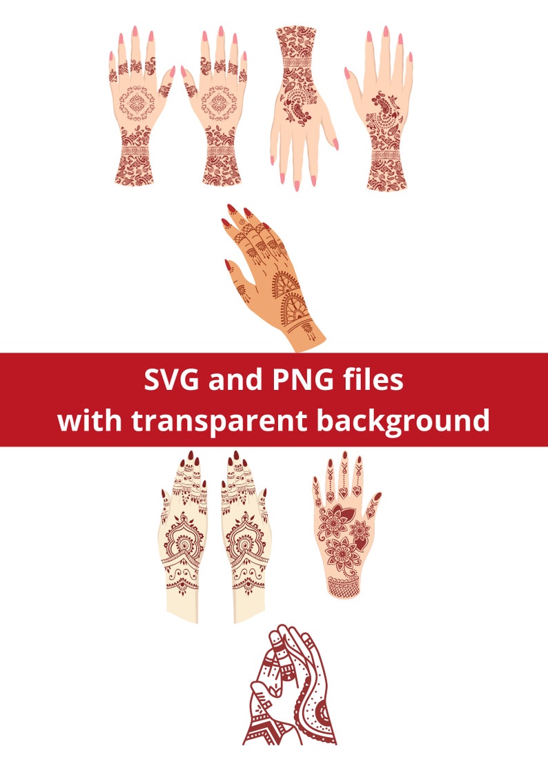 Little Bundle Six 6 Images Henna-mehendi Clip Art Middle Eastern/north African Henna - Etsy