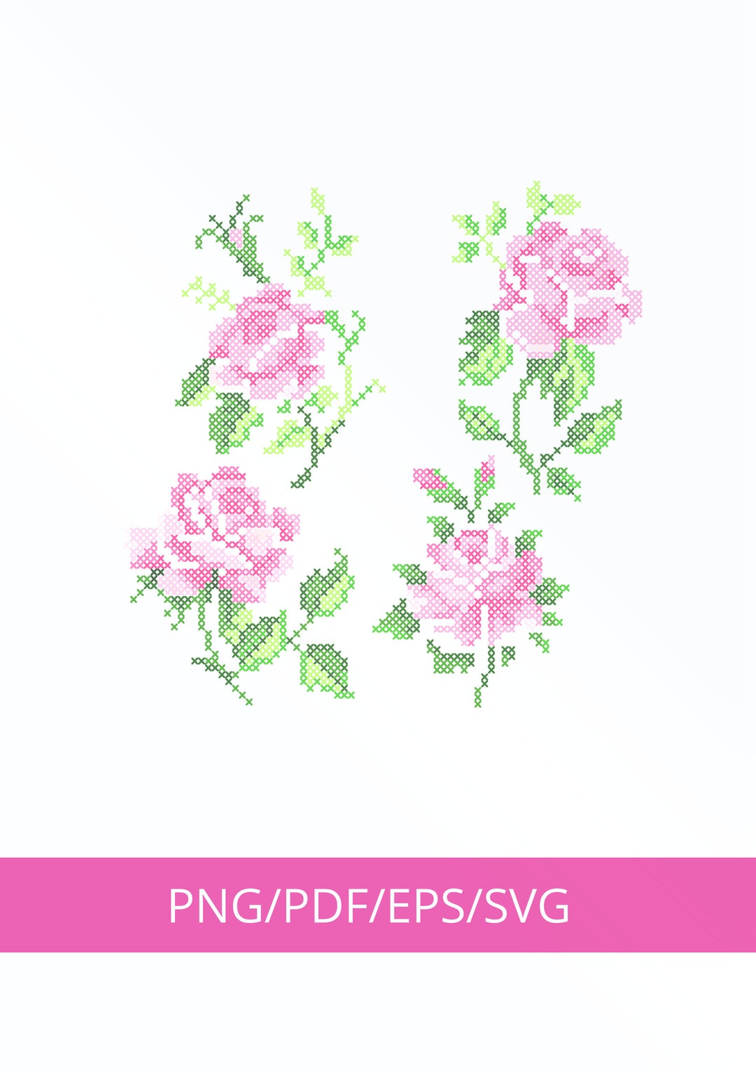 Cross Stitch Pattern Png/pdf/eps-cross Stitch Pink- - Etsy