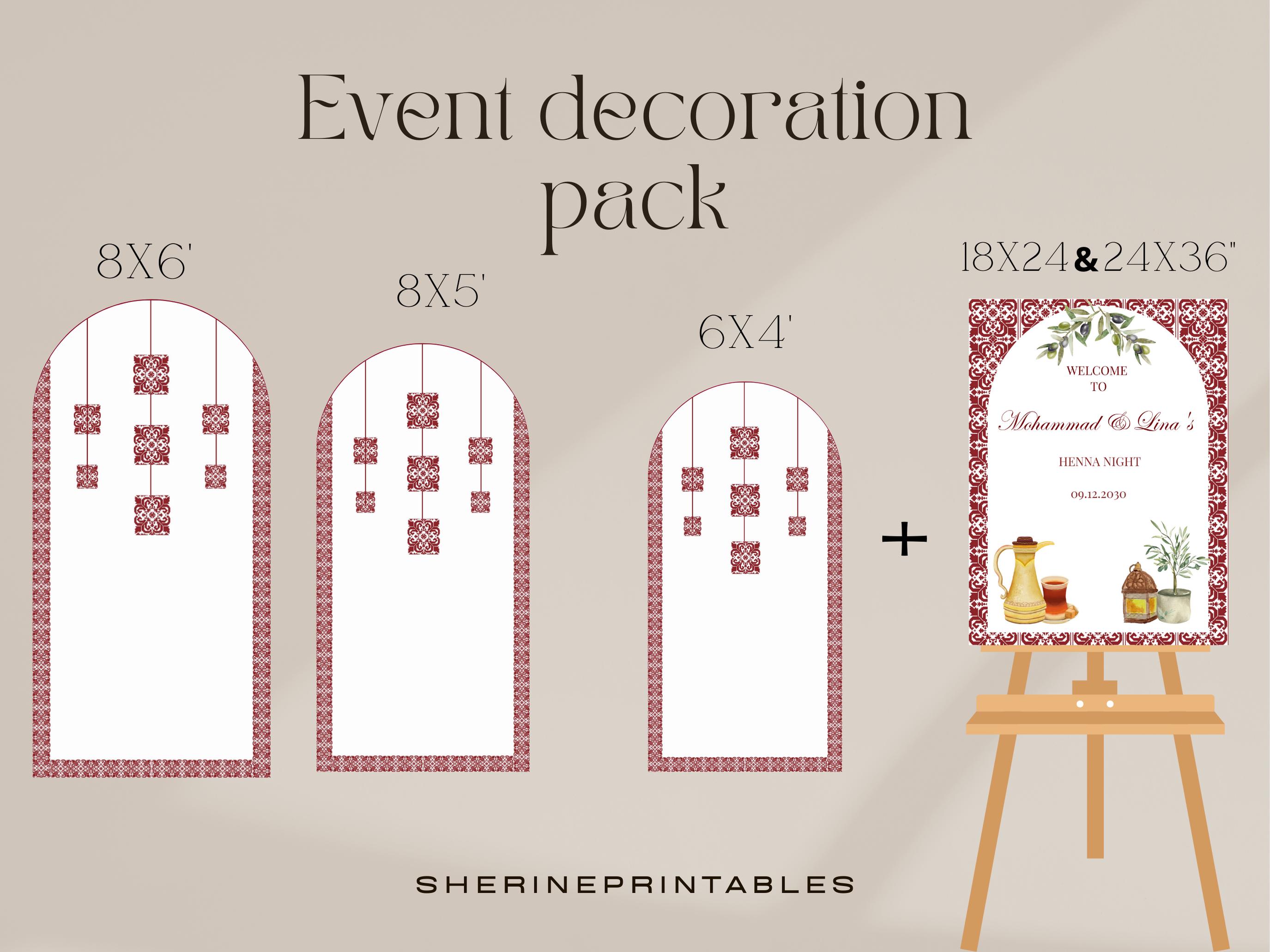 Printable Palestinian Henna Pack: Easel, Matching Arches, Seating Chart ...