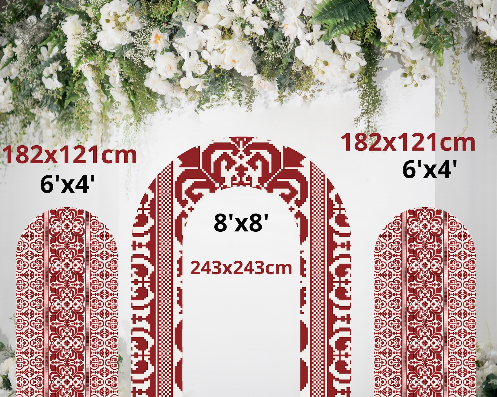 PRINTABLE Full Palestinian Henna Decoration 2 Arches Backdrops a 15x27 ...