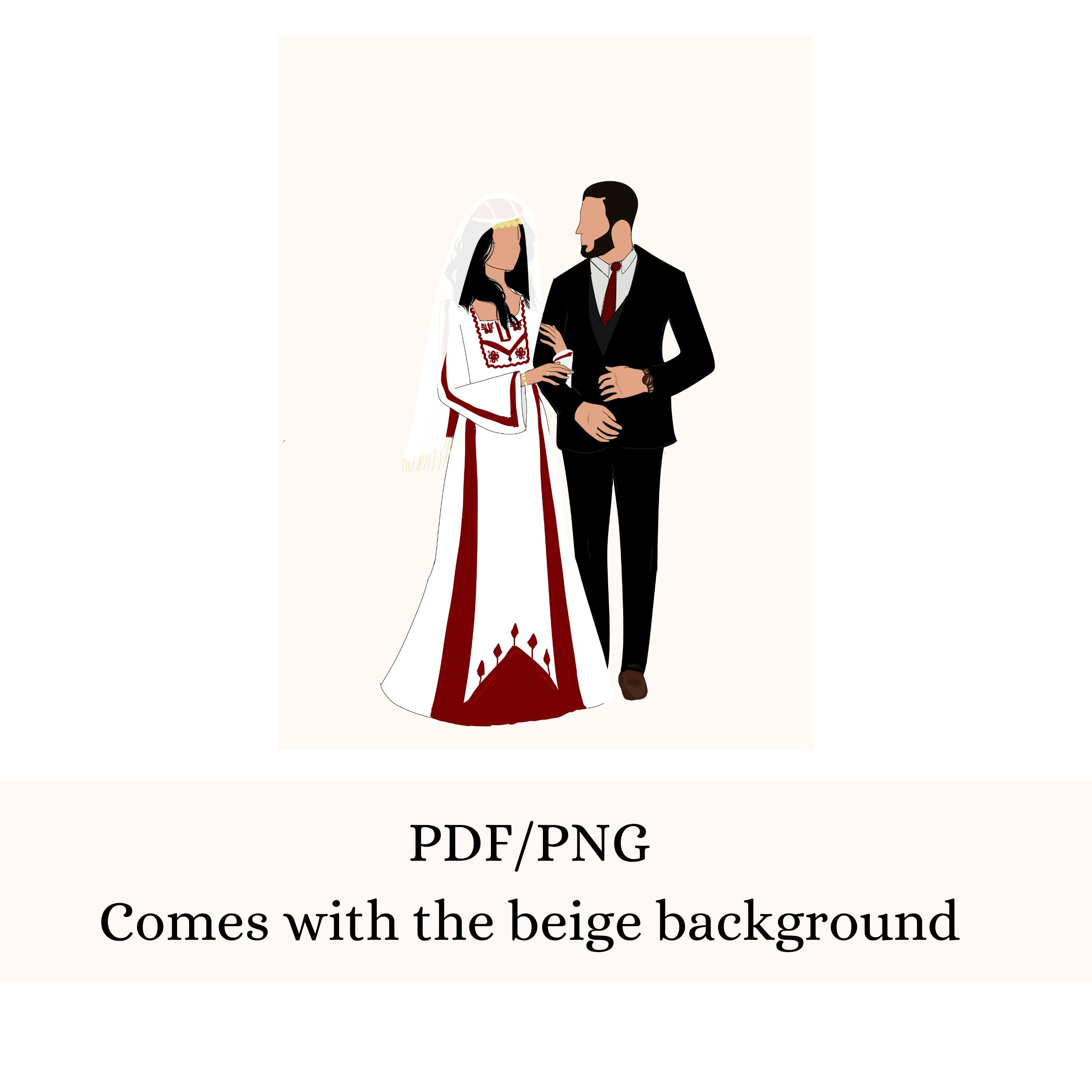 Palestinian Groom Wearing a Black Suit and Bride Wearing a White Thobe ...