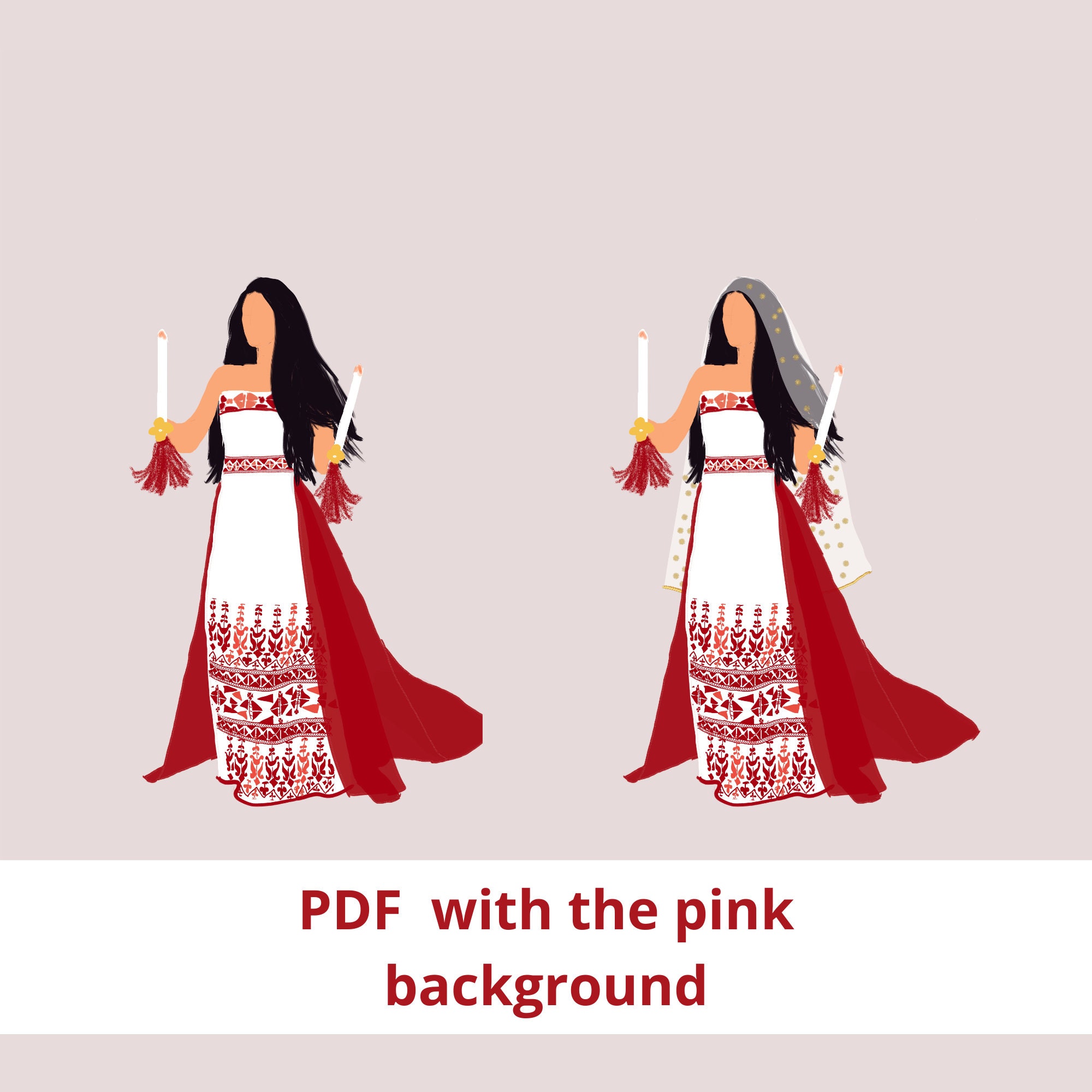 Palestinian Bride Wearing a Modern Thobe and Tatreez Pattern Clipart ...
