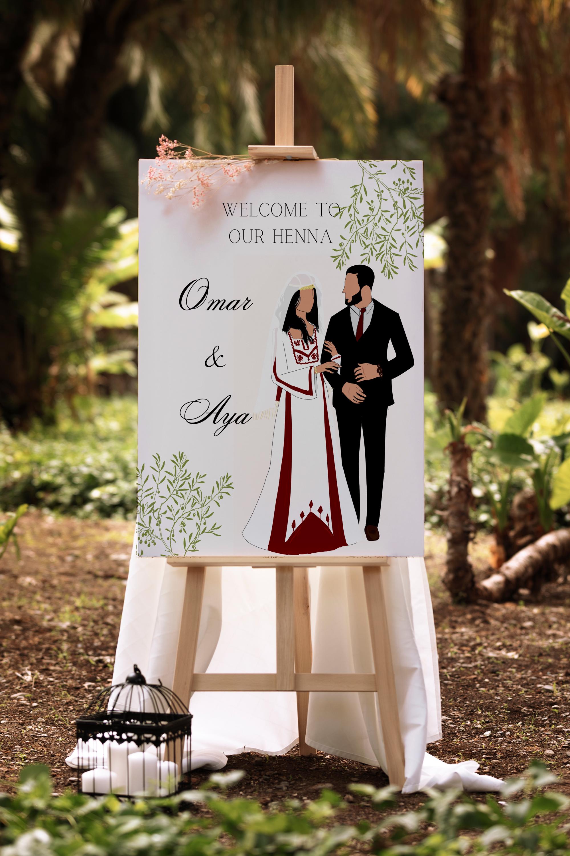 Palestinian Wedding Sign-wedding Backdrop Palestinian Henna-palestinian ...