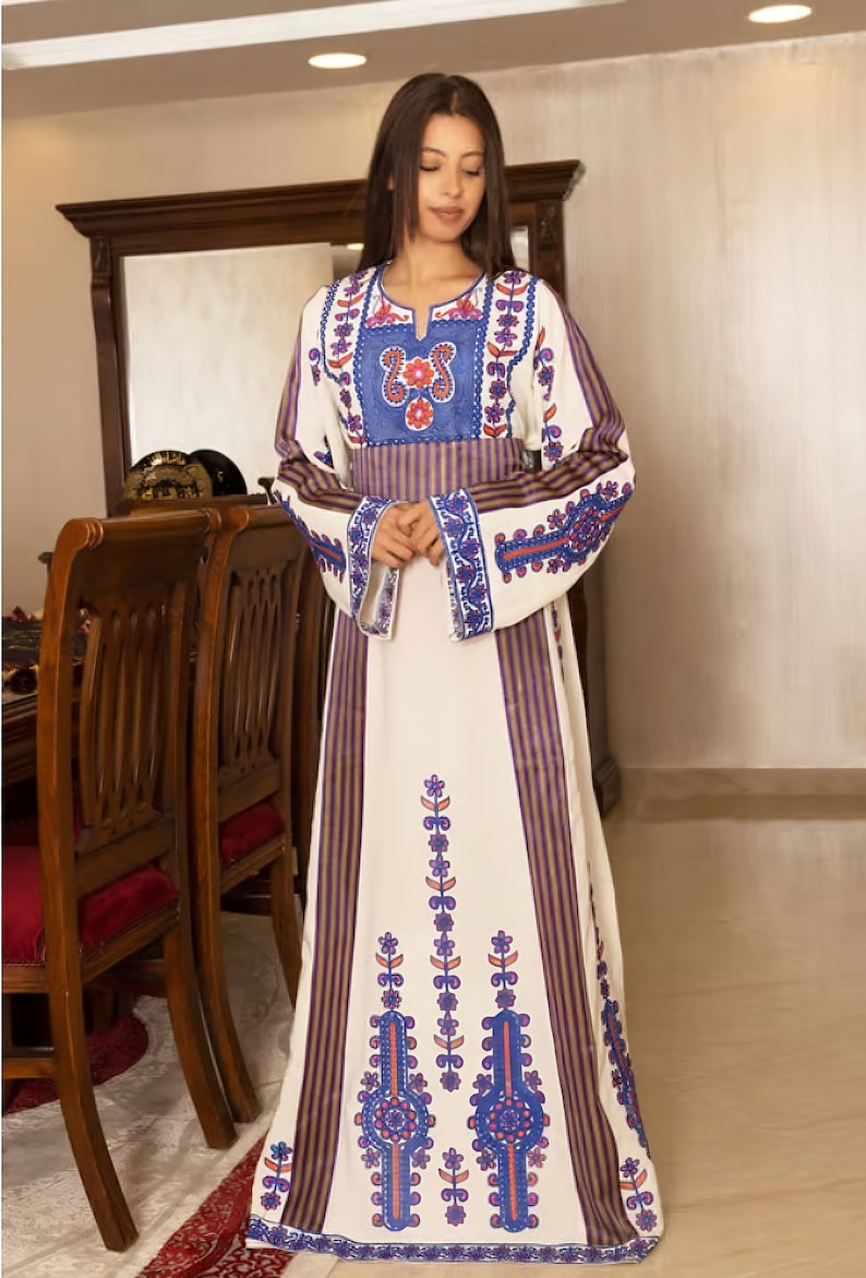 Modern Machine Made Malaka/al Malak Thobe Palestinian Thobe Ramallah ...