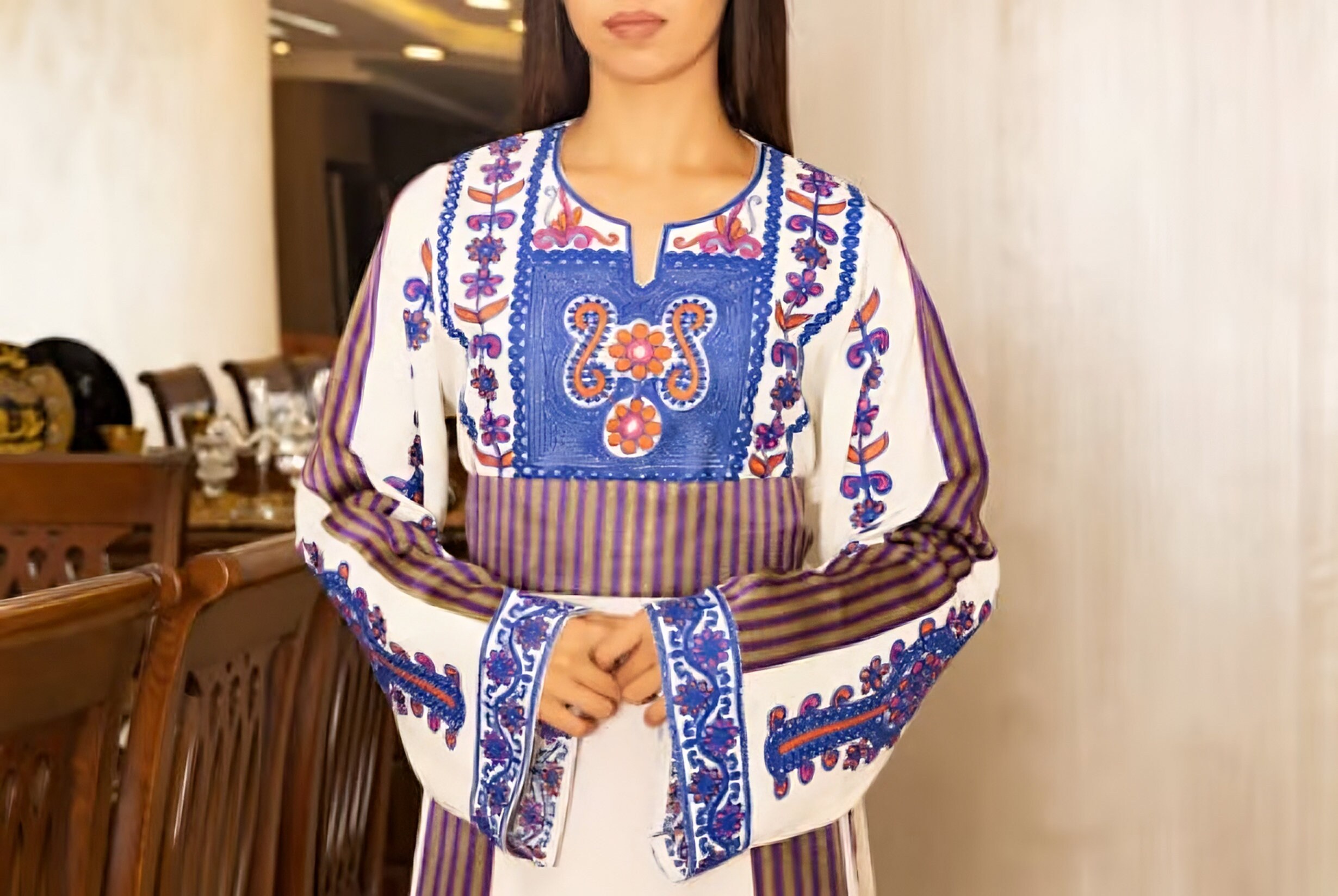 Modern Machine Made Malaka/al Malak Thobe Palestinian Thobe Ramallah ...