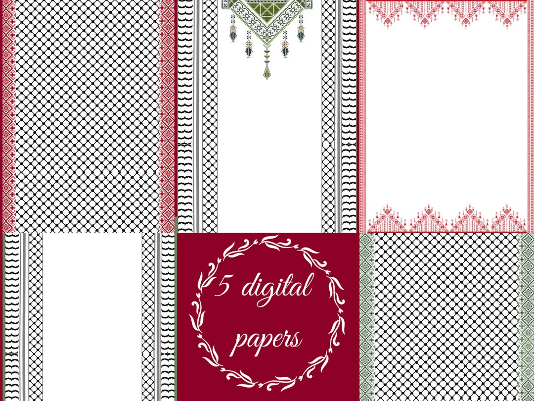 5 Isolated PNG and PDF Digital Papers- Palestinian Henna-palestinian ...