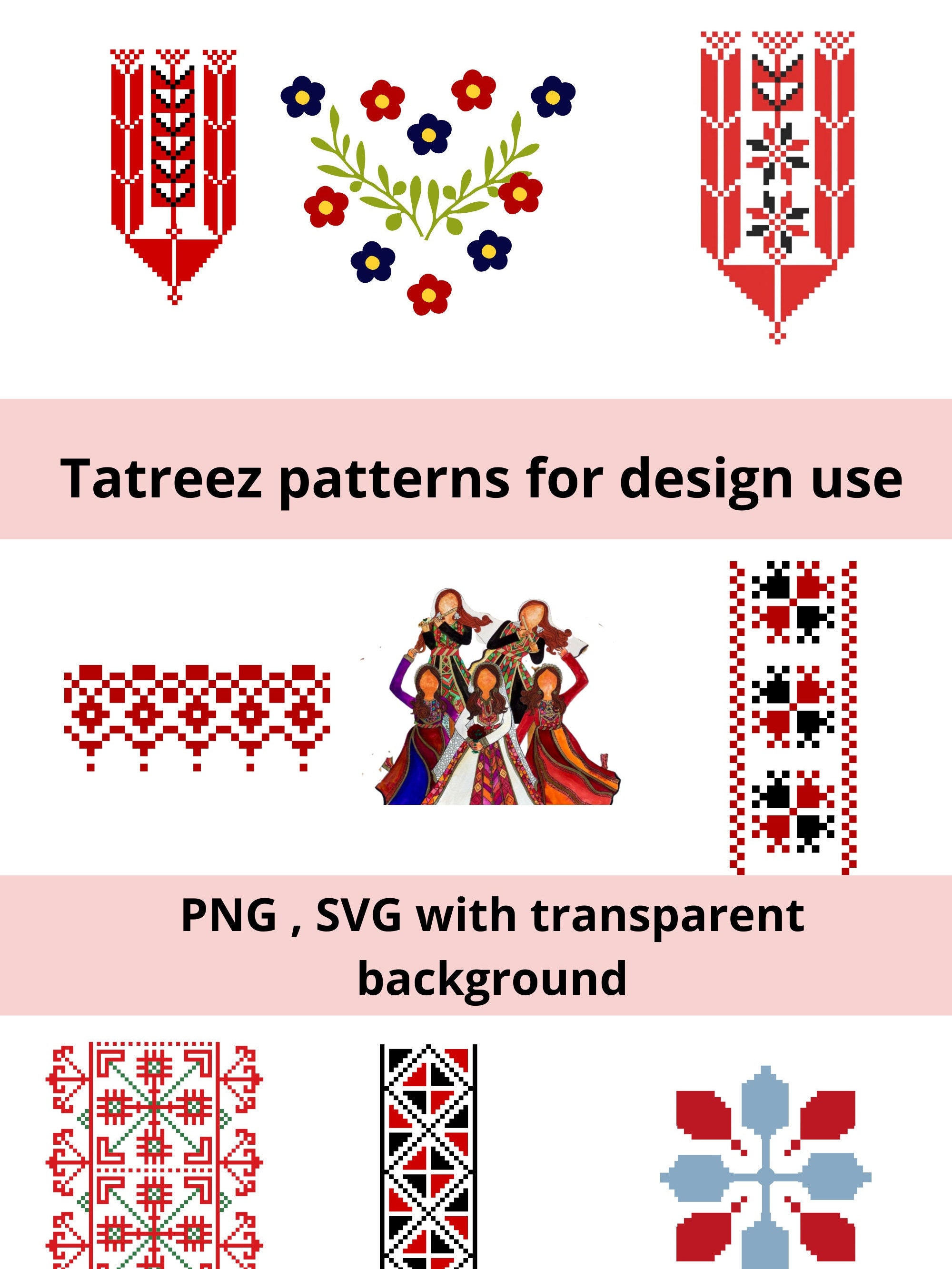 41 Tatreez Patterns SVG and PNG Palestinian Henna-palestinian ...
