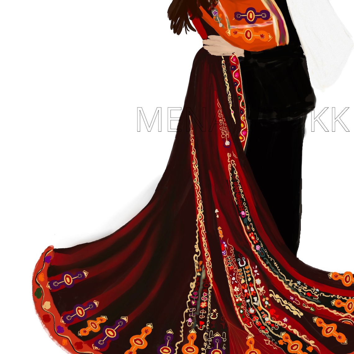 Palestinian Groom and Bride Wearing a Modern Malak Thobe Clipart - Etsy