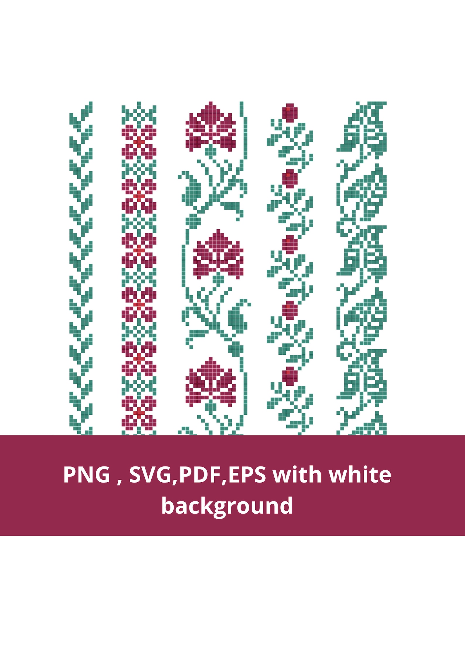 Tatreez Pattern-flowers and Leaves Png, Svg,eps,pdf-palestinian ...