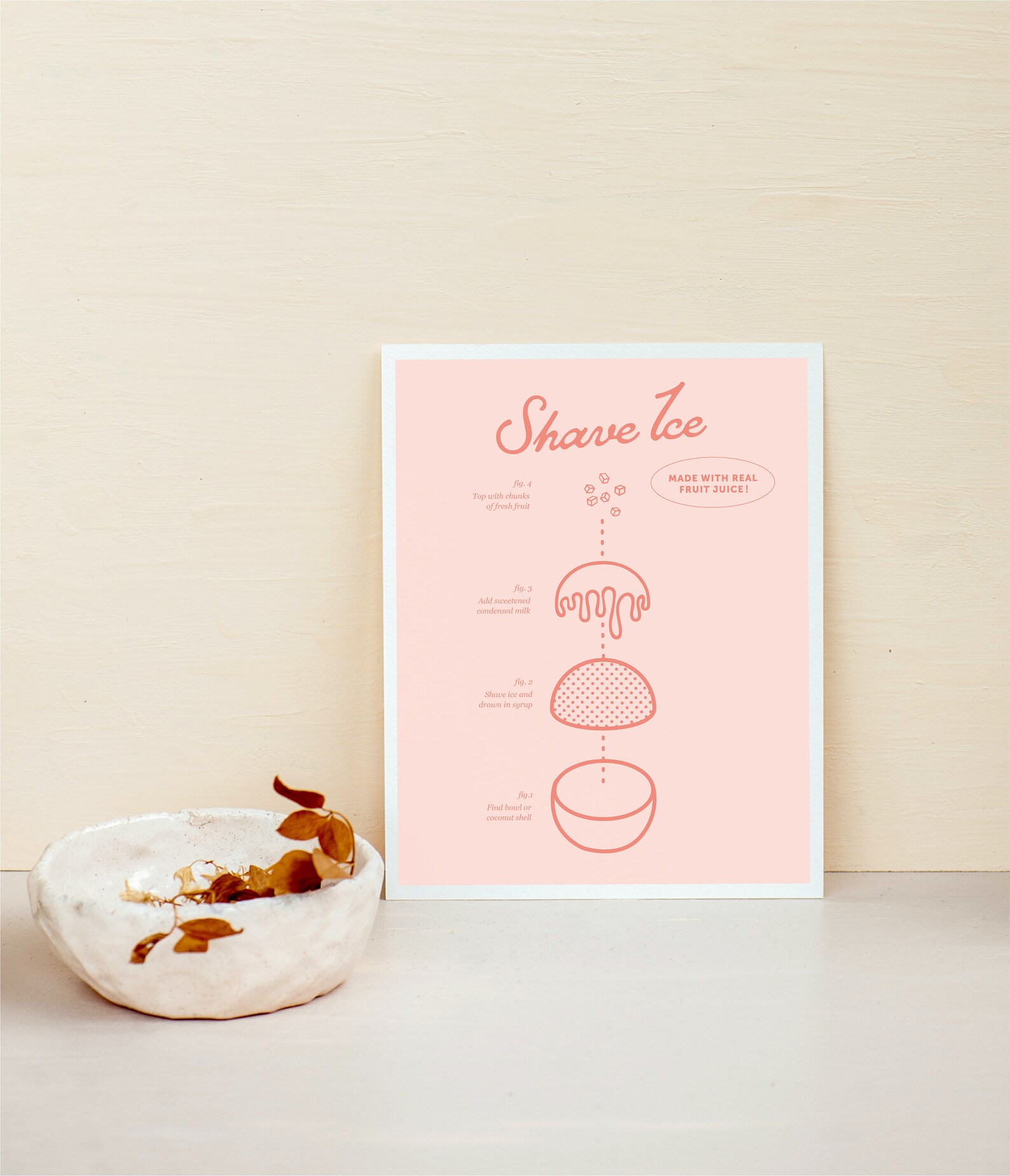 Shave Ice Diagram Art Print | Hawaii Art | Cute Minimalist Art ...