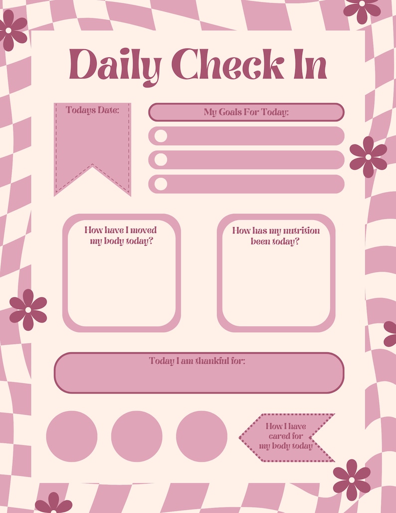 Daily Check in Printable - Etsy