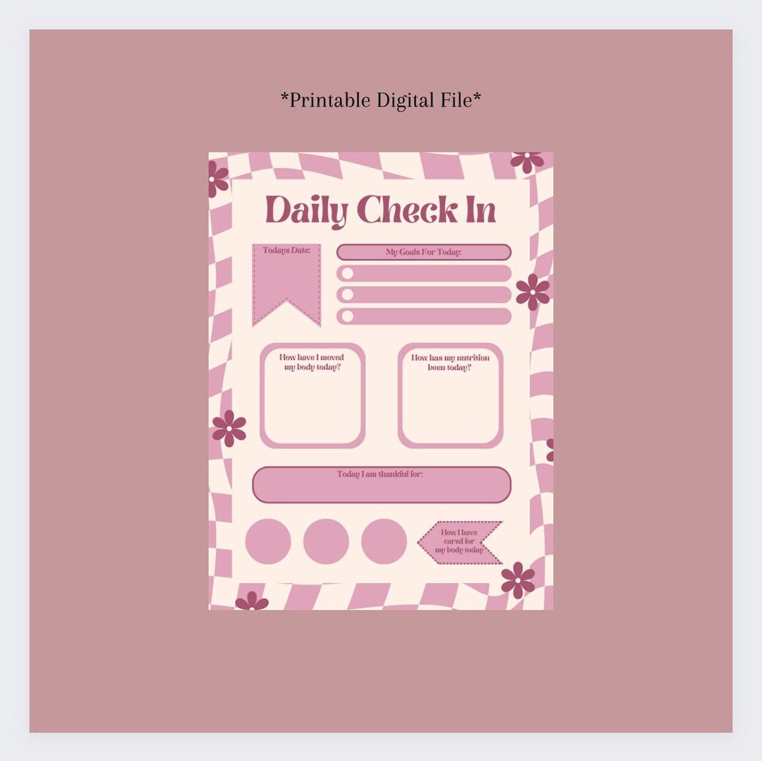 Daily Check in Printable - Etsy