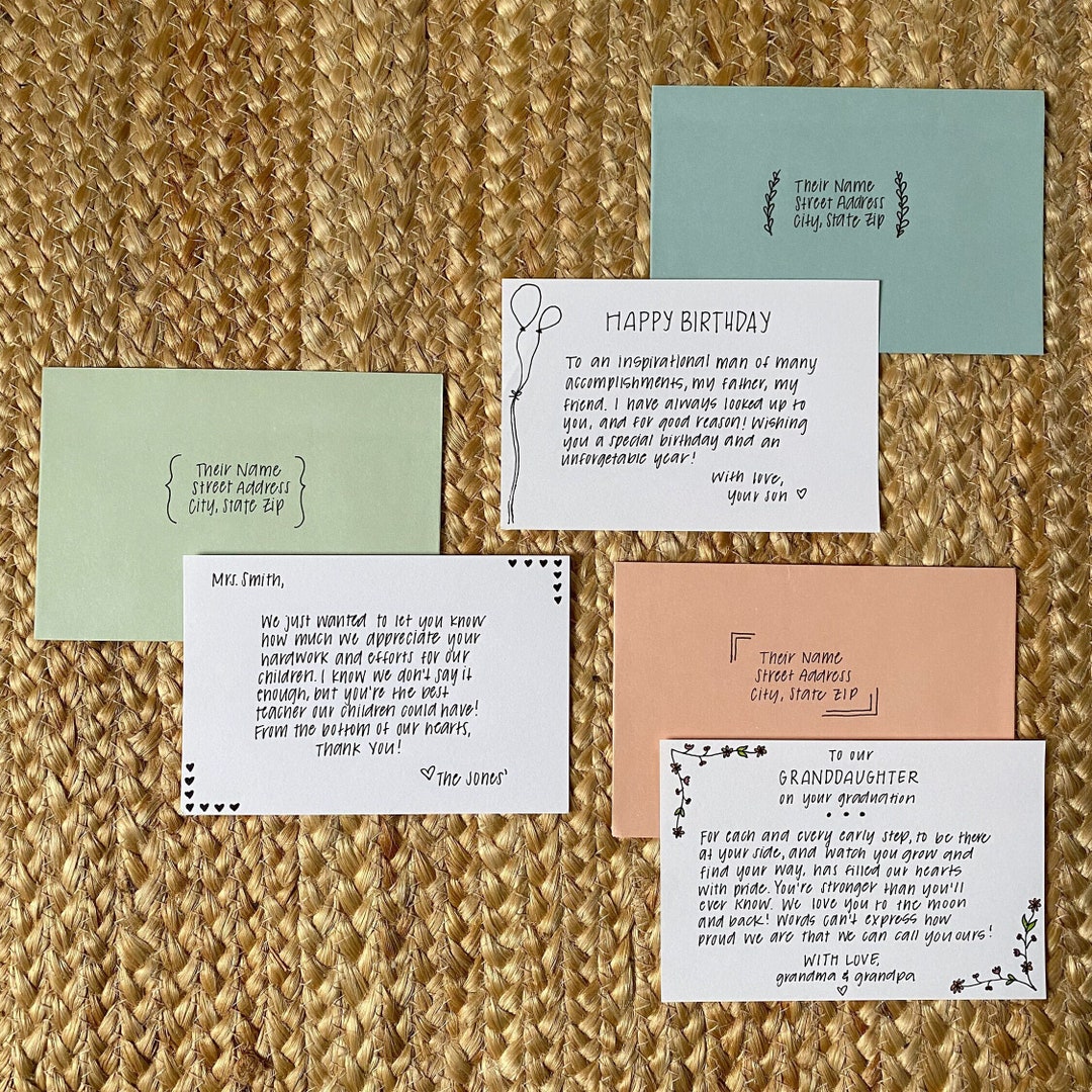 Handwritten Customizable Cards - Etsy