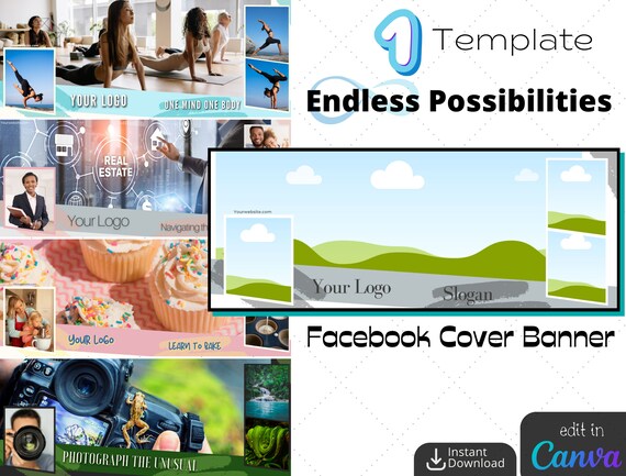 Editable Facebook Banner Cover Template Photo Collage With - Etsy