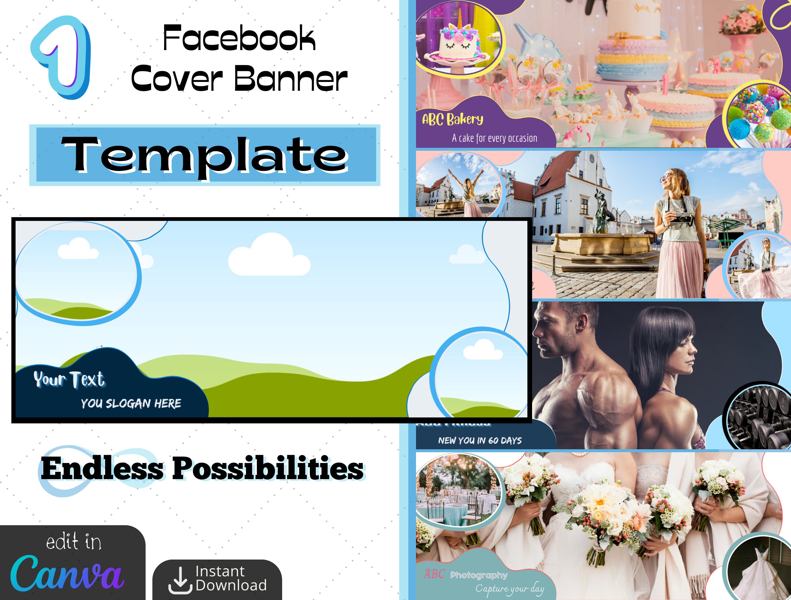 Editable Facebook Banner Cover Template Photo Collage With Canva ...