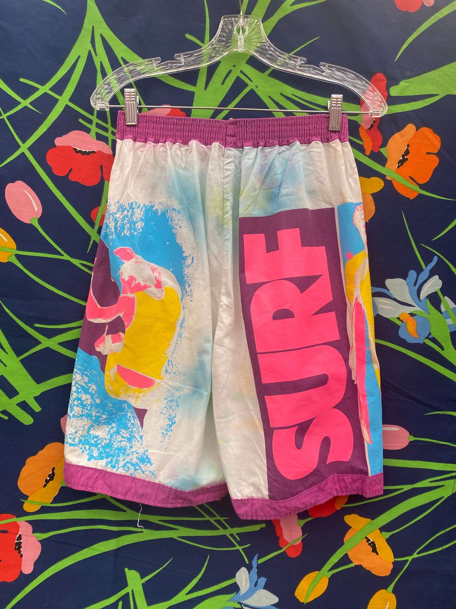 Vintage 80s Swim Shorts Swim Trunks W Day Glow Colors - Etsy