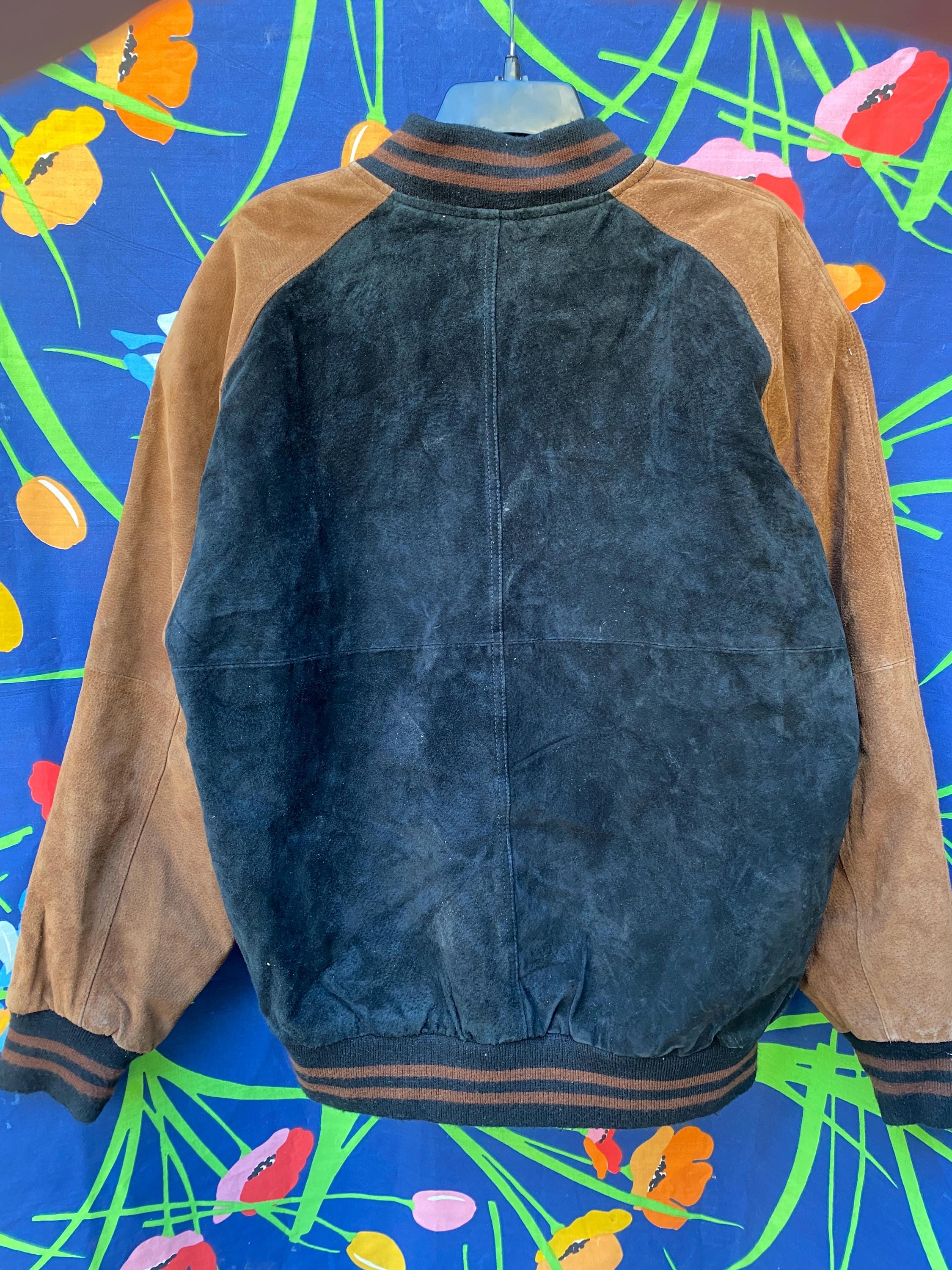 Vintage Letterman Jacket, Leather Suede Jacket. 90s Bomber Jacket ...