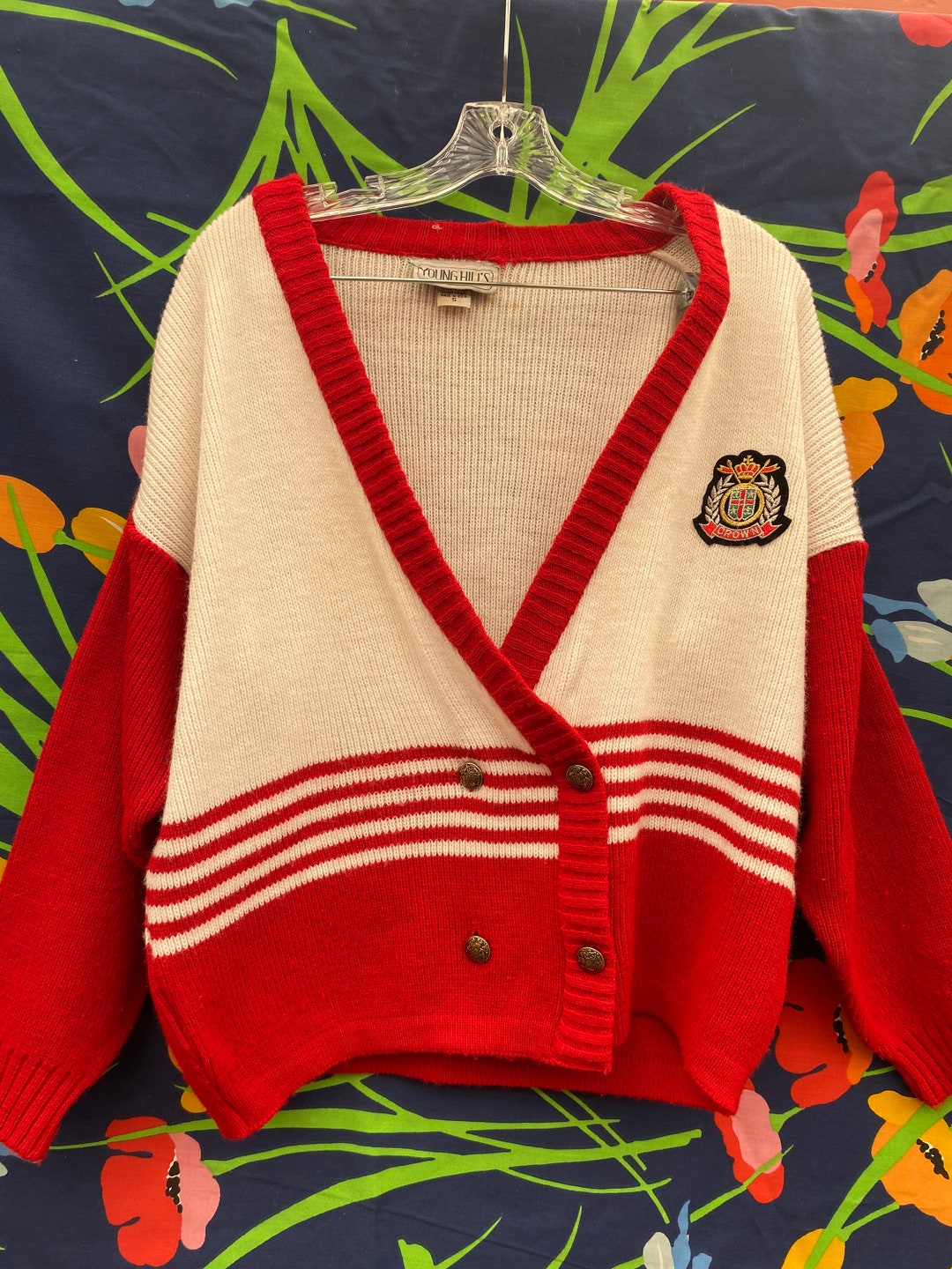 Vintage 80s Cardigan Sweater University College Sweater - Etsy