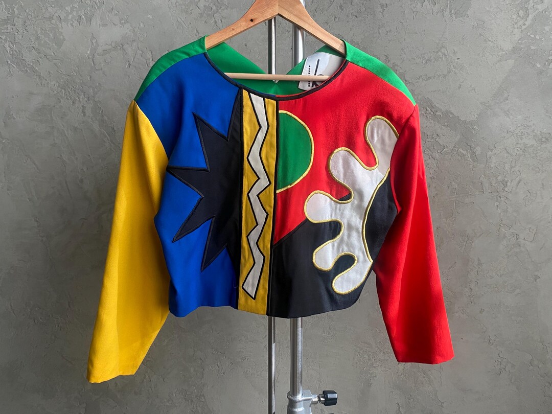 Vintage Modern Editorial Dress Shirt, Primary Colors Colorblock - Etsy
