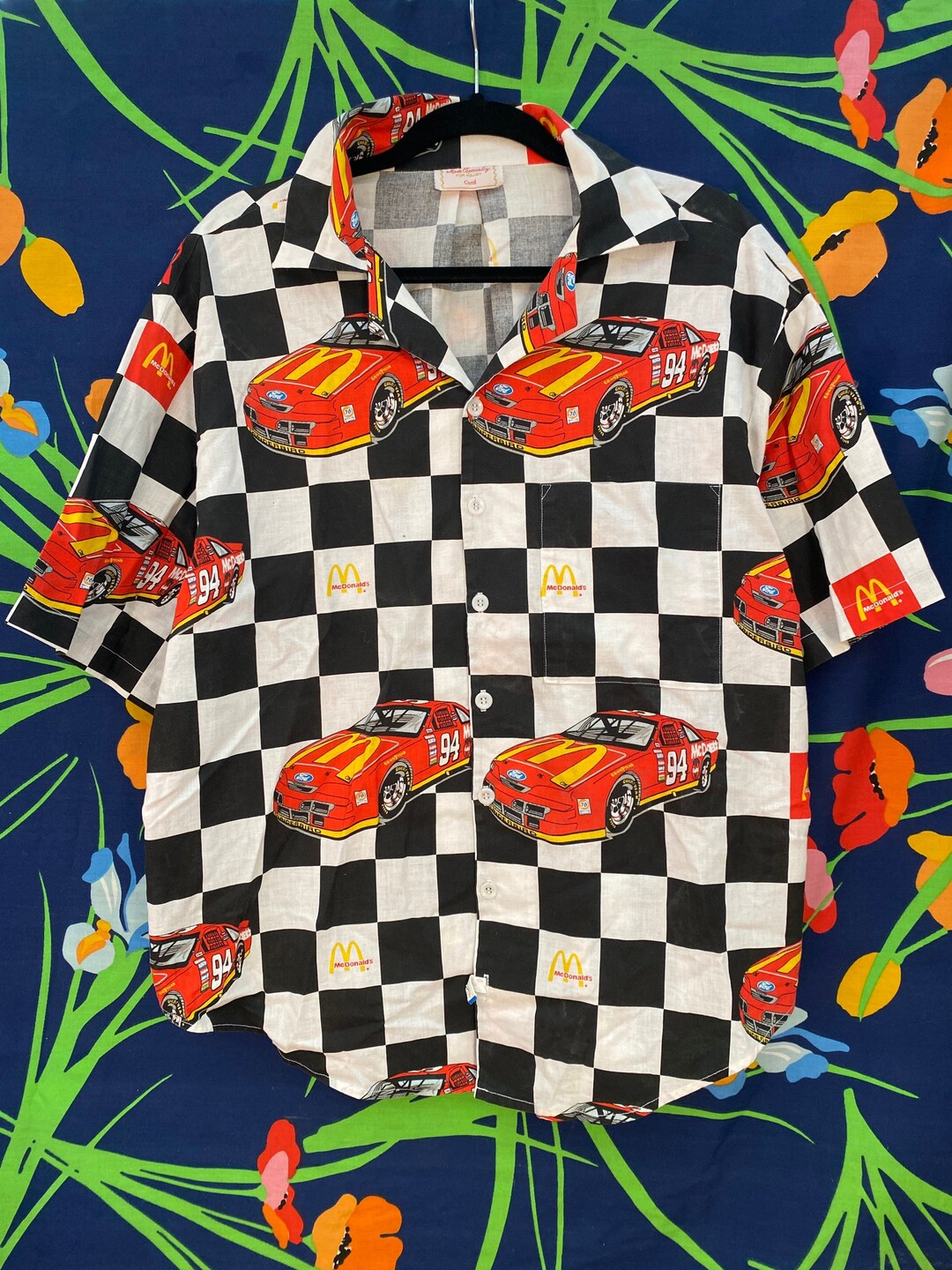 Vintage Camp Collar Button up Oxford W/ Mcdonalds Race Car Nascar Jimmy ...