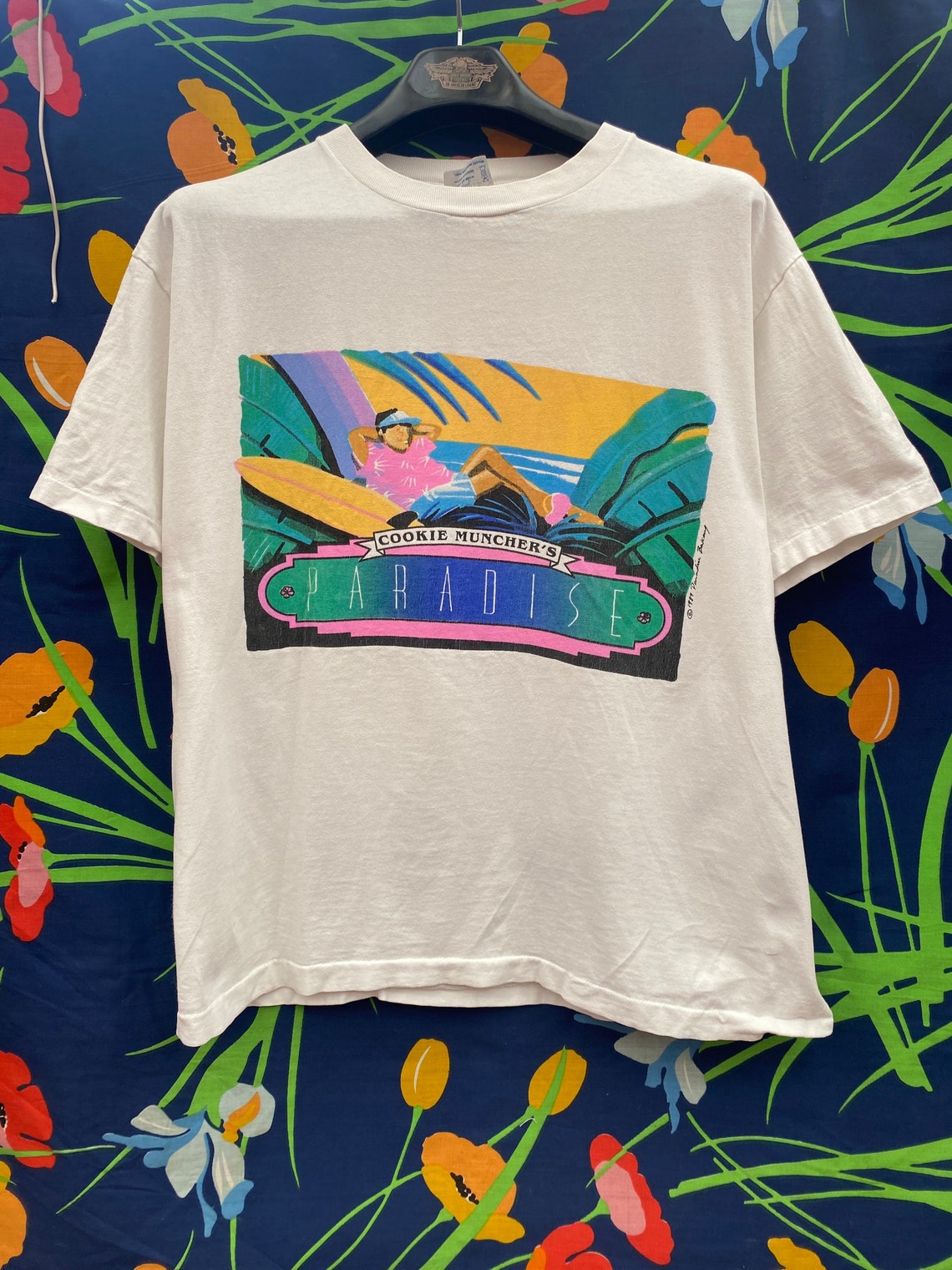 Vintage 80s Single Stitch T-shirt With Neon Colors Vacation Shirt - Etsy