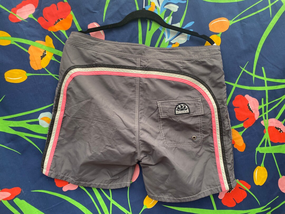 Vintage Surf Shorts/ Swim Shorts W/ Awesome Pink and Grey Color Way - Etsy