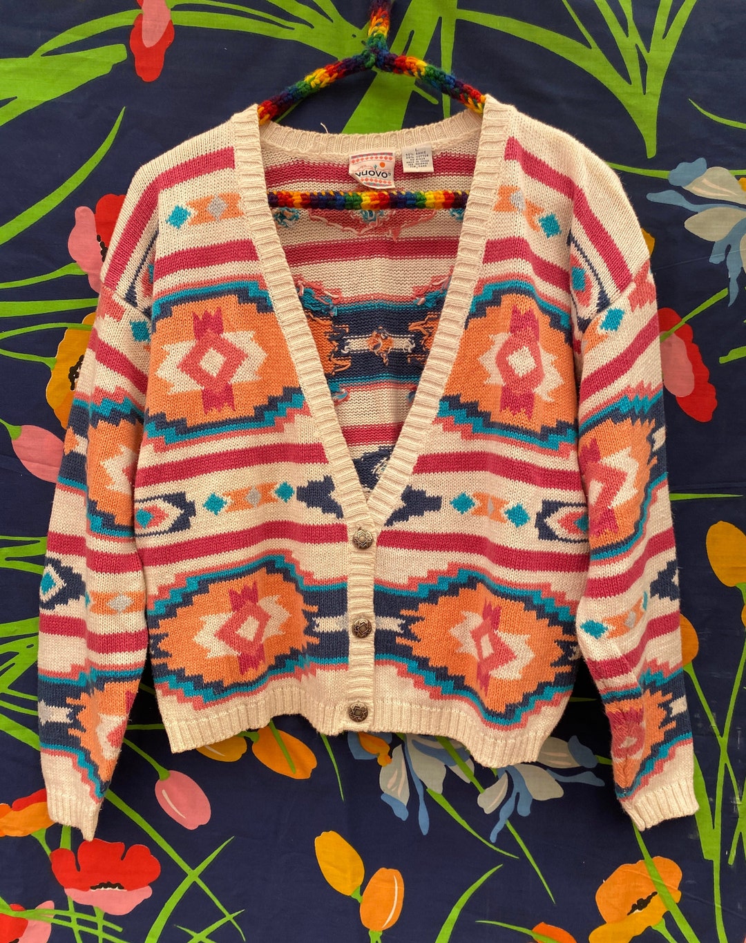 Vintage Navajo Sweater From 90s W/ Awesome Sewn Geometric Patterns of ...