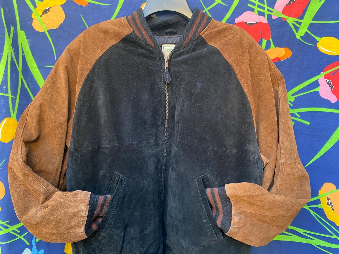 Vintage Letterman Jacket, Leather Suede Jacket. 90s Bomber Jacket ...