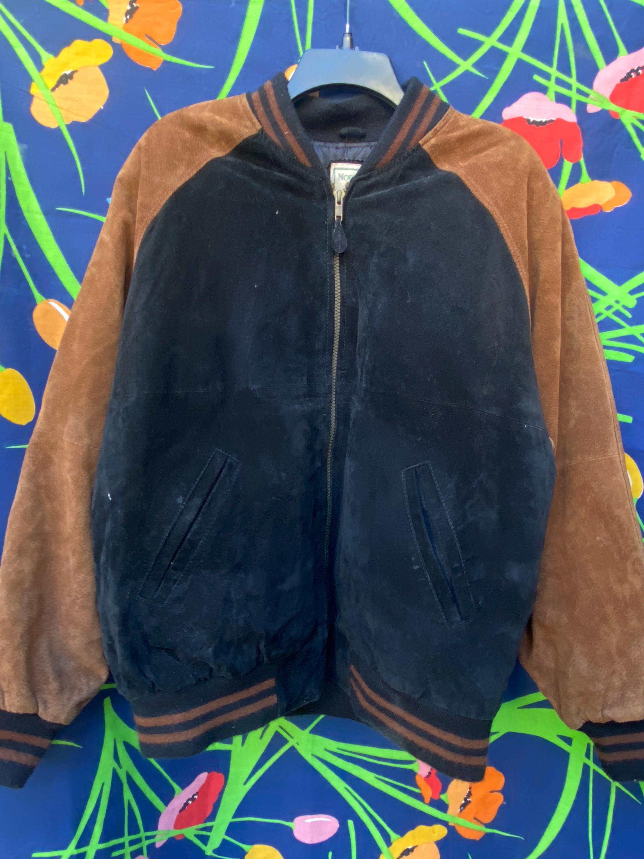 Vintage Letterman Jacket, Leather Suede Jacket. 90s Bomber Jacket ...