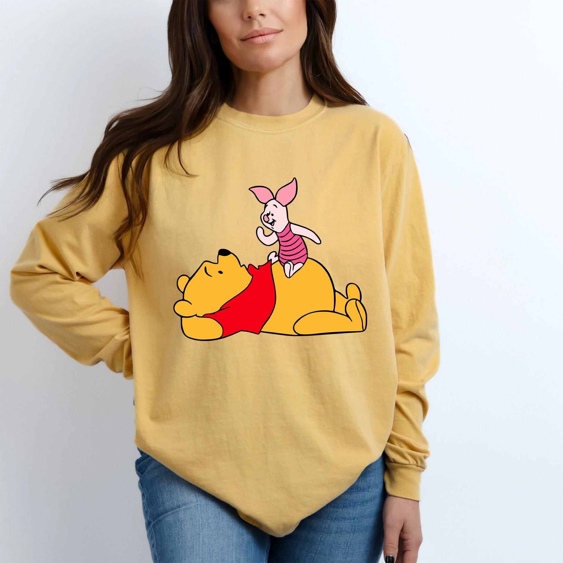 Piglet on Pooh's Belly DTF Transfer | Adorable Cartoon Duo Print Ready ...