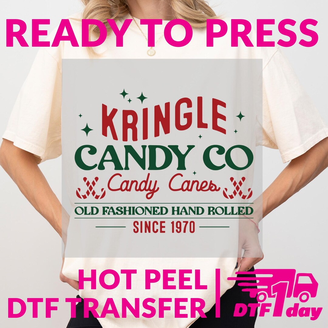 Kringle Candy Co DTF Transfer | Ready to Press Old Fashioned Candy Cane ...