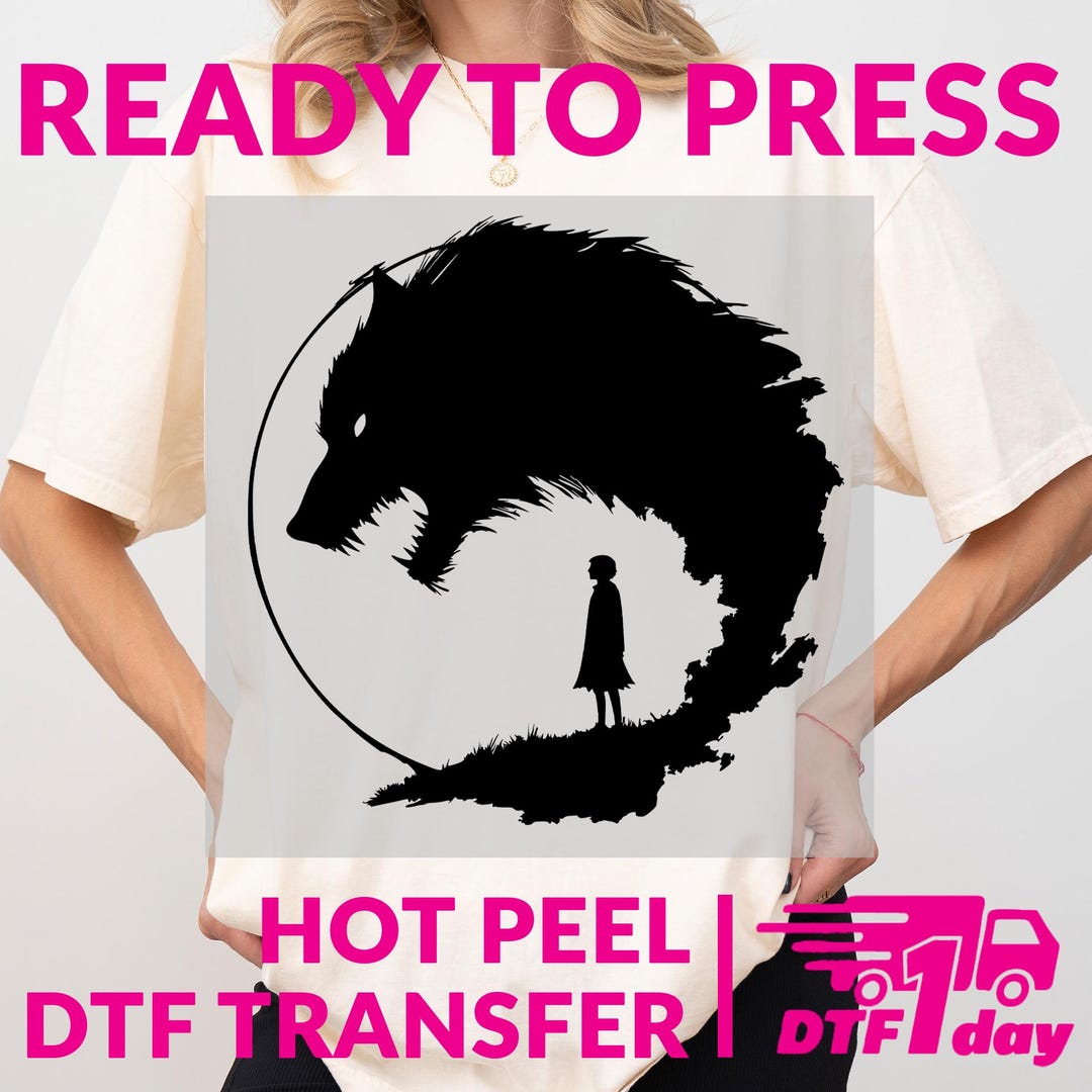 Wolf Girl Shadow DTF Transfer for Shirts - Dark Forest Halloween Heat ...