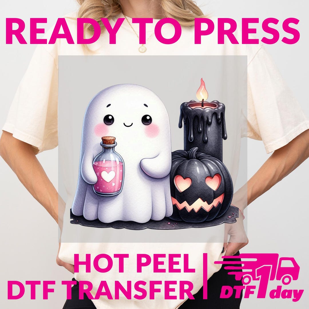 Adorable Ghost With Love Potion DTF Transfer | Halloween Ready to Press ...
