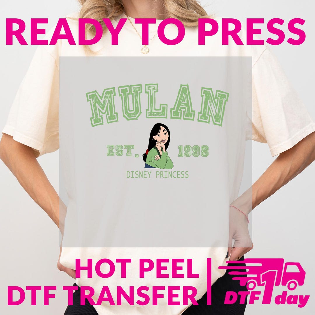Mulan Disney Princess DTF Transfer Hot Peel | Mulan Warrior Heat Press ...