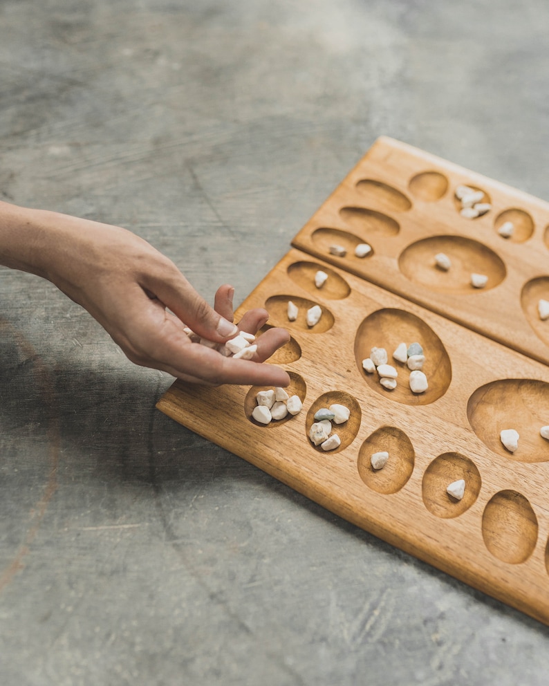 Mancala 4 Players / Teak Wood Hand Carved Game / Bali / DEK Boardgames - Etsy