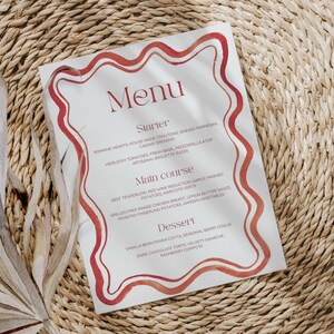 Bar Menu Template Red Drinks Menu With Scalloped Wavy Watercolor Border ...
