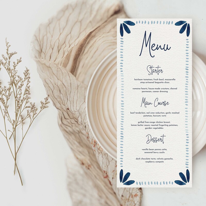 Watercolor Wedding Menu - Etsy