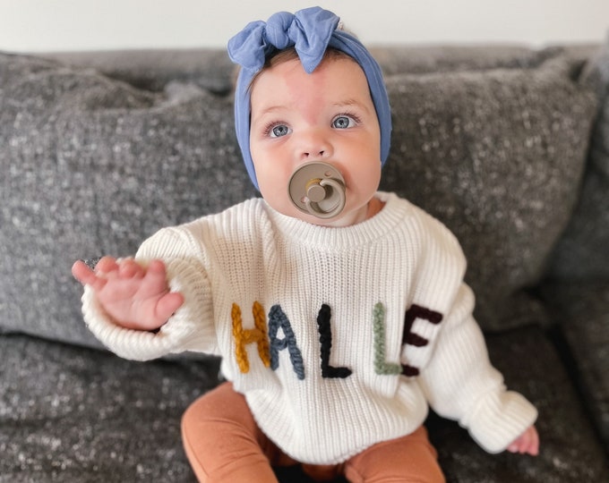 Custom CAPITAL BLOCK LETTERS Baby and Toddler Name Sweater ...