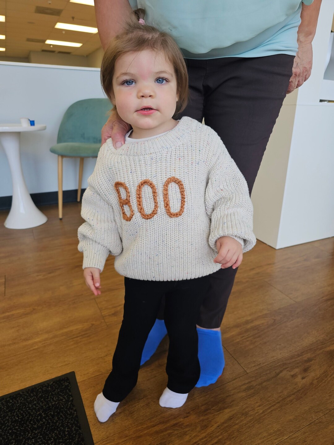 BOO Baby and Toddler Sweater Halloween Hand Embroidered Speckled Knit ...